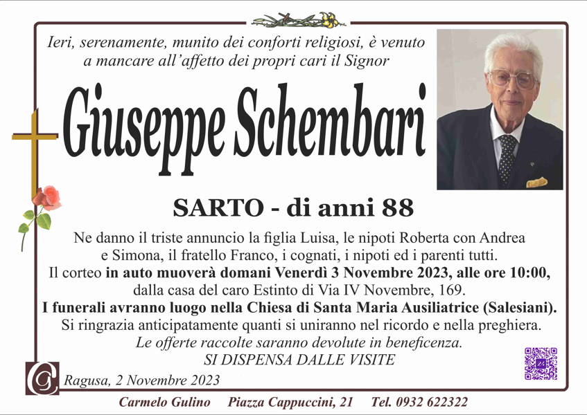 Funerali e annunci funebri a Ragusa | Giuseppe Schembari - Funer24