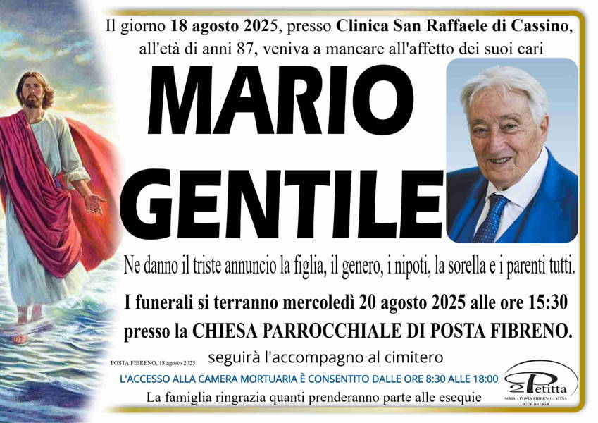 Funerali e annunci funebri a Posta Fibreno | Mario Gentile - Funer24