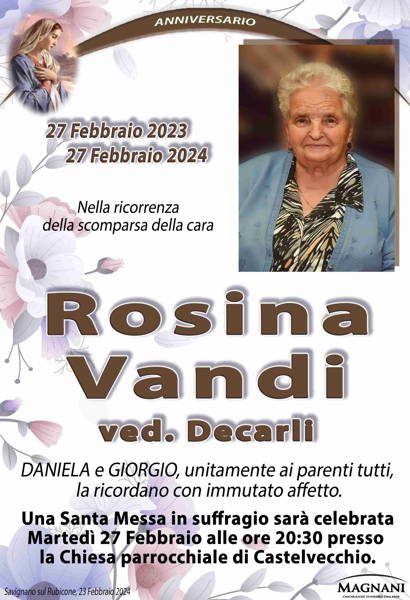 Funerali e annunci funebri a Savignano sul Rubicone | Rosina Vandi ...