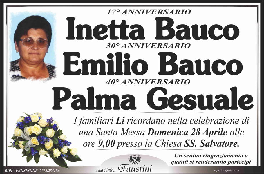 Funerali e annunci funebri a | Inetta Bauco - Emilio Bauco - Palma ...