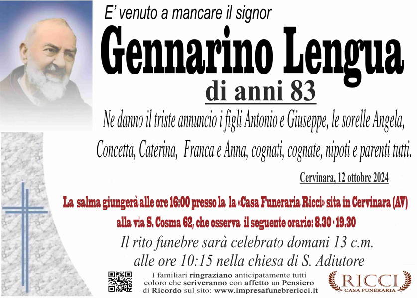 Funerali e annunci funebri a Cervinara | Gennarino Lengua - Funer24