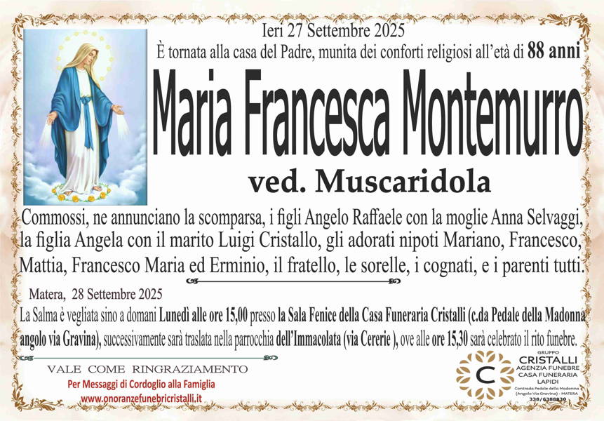 Funerali e annunci funebri a Matera | Maria Francesca Montemurro - Funer24
