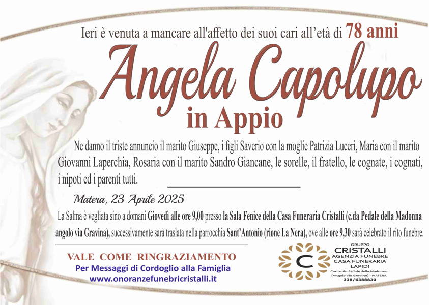Funerali e annunci funebri a Matera | Angela Capolupo - Funer24