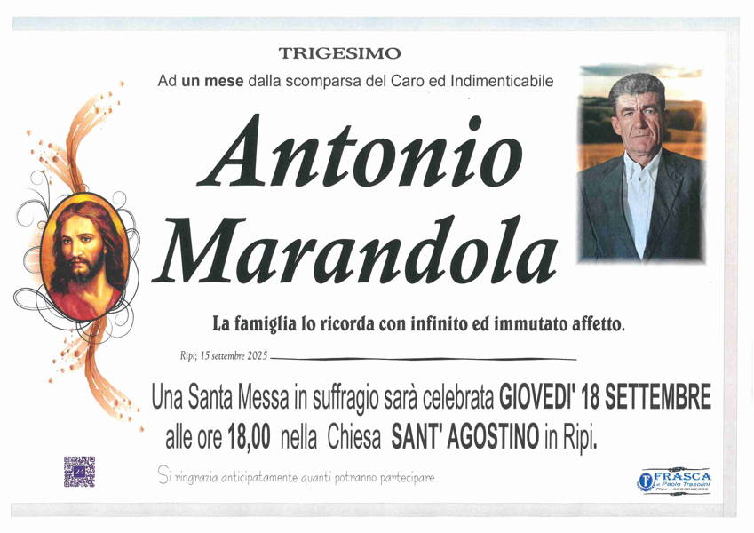 Funerali e annunci funebri a Ripi | Antonio Marandola - Funer24