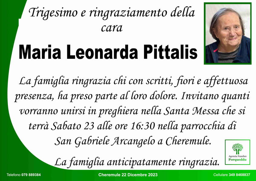 Funerali e annunci funebri a | Maria Leonarda Pittalis - Funer24