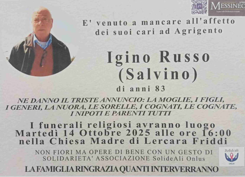 Funerali e annunci funebri a Lercara Friddi | Igino Russo - Funer24
