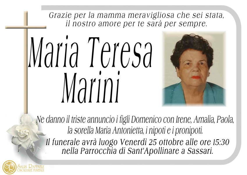 Funerali e annunci funebri a Sassari | Maria Teresa Marini - Funer24