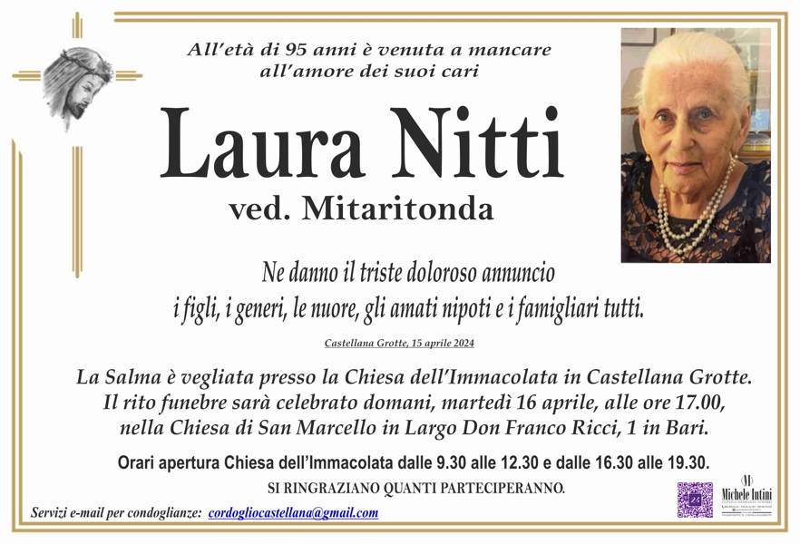 Funerali e annunci funebri a Bari | Laura Nitti - Funer24