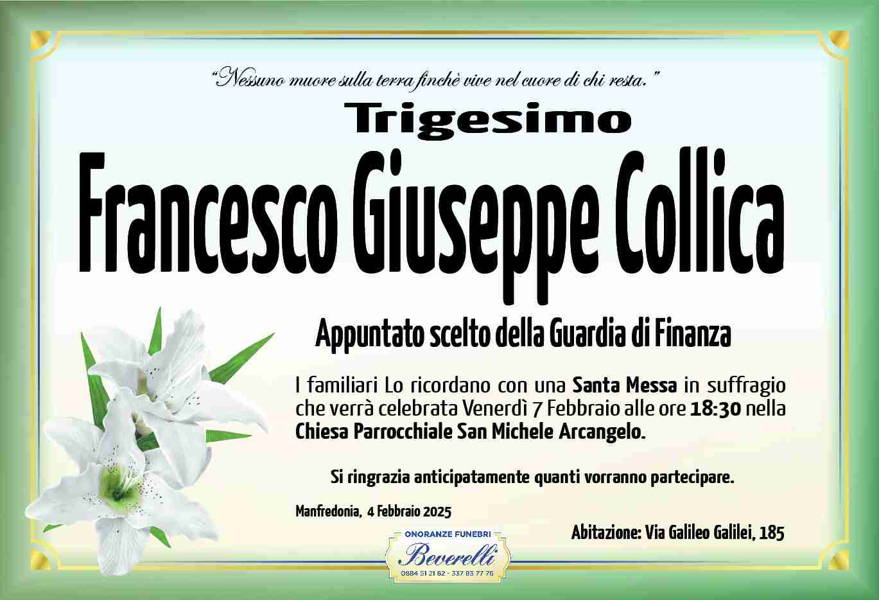 Funerali e annunci funebri a Manfredonia | Francesco Giuseppe Collica ...