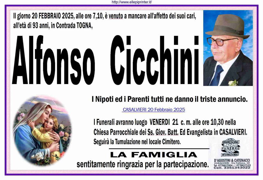 Funerali e annunci funebri a Casalvieri | Alfonso Cicchini - Funer24