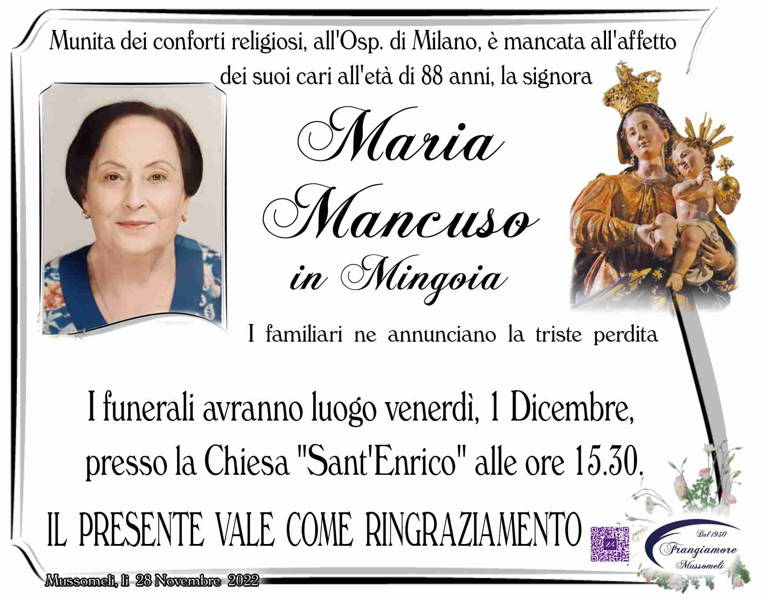 Funerali e annunci funebri a Mussomeli | Maria Mancuso - Funer24