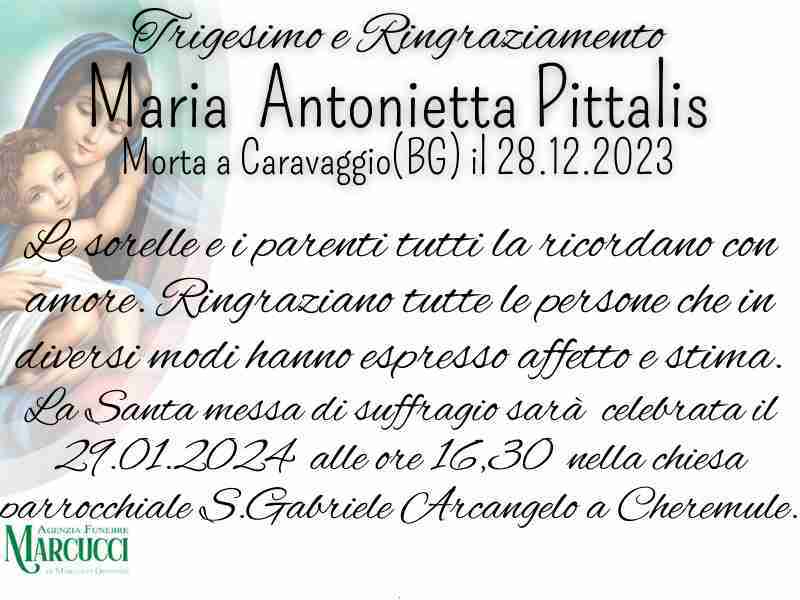 Funerali e annunci funebri a | Maria Antonietta Pittalis - Funer24