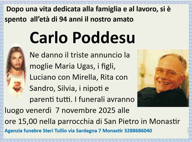 Funerali e annunci funebri a Monastir | Carlo Poddesu - Funer24