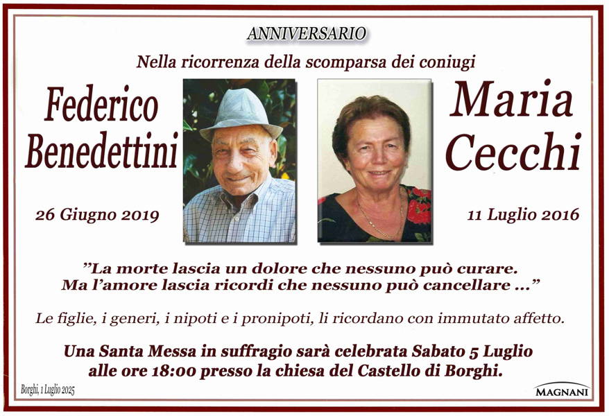 Funerali e annunci funebri a | Federico Benedettini e Maria Cecchi ...