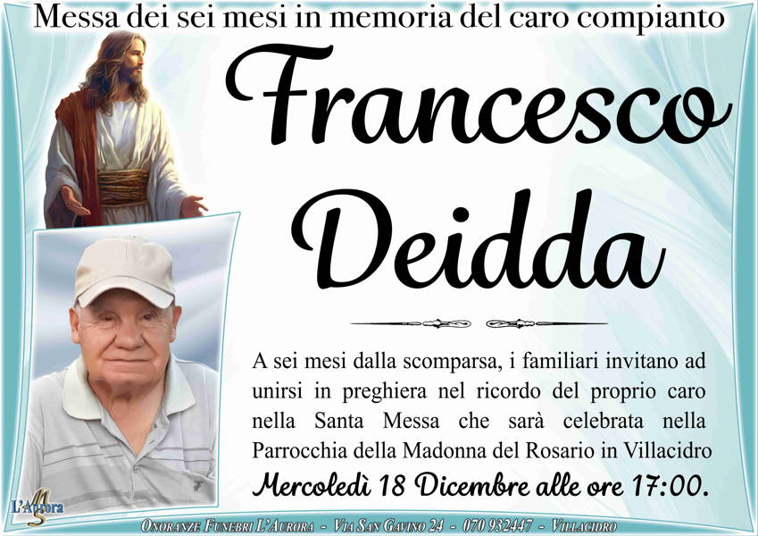 Funerali e annunci funebri a Villacidro | Francesco Deidda - Funer24