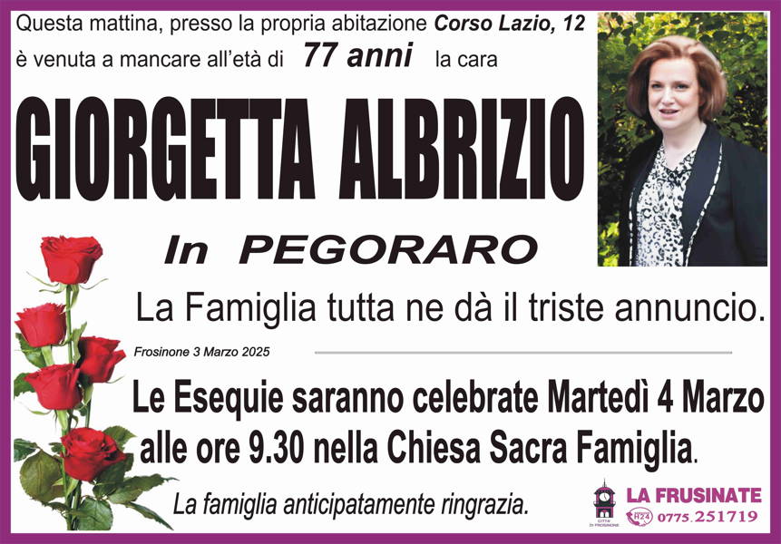 Funerali e annunci funebri a Frosinone | Giorgetta Albrizio - Funer24